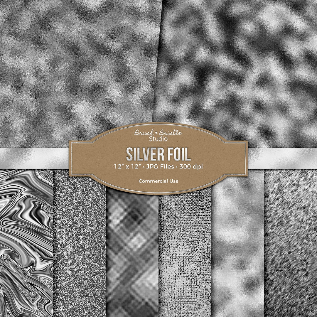 Silver Metallic Foil Digital Texture | Silver Foil Paper | Sublimation ...