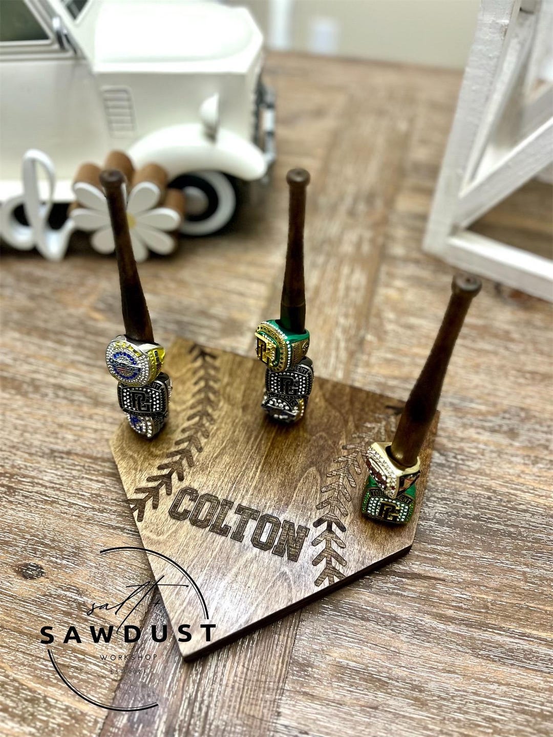 Personalized Baseball Ring Holder, Homeplate Ring Holder, Baseball Bat ...