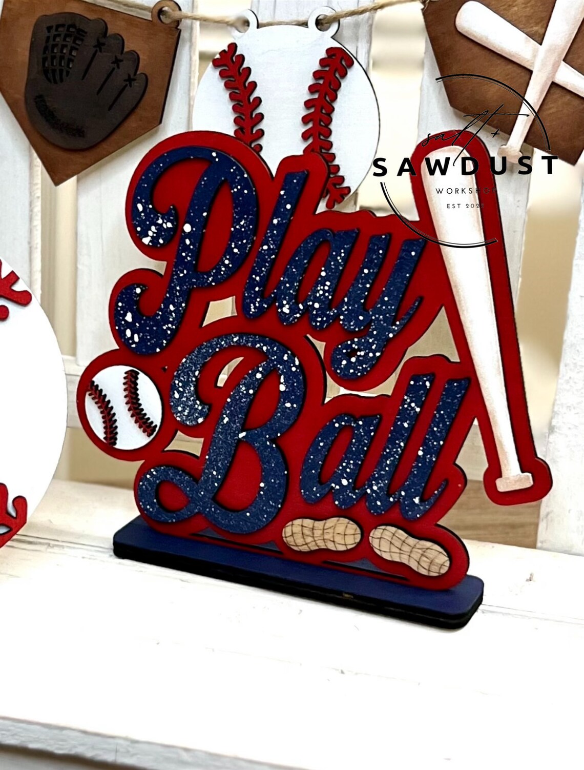 Baseball Tier Tray Decor Baseball Decor Play Ball Baseball Tier Tray ...