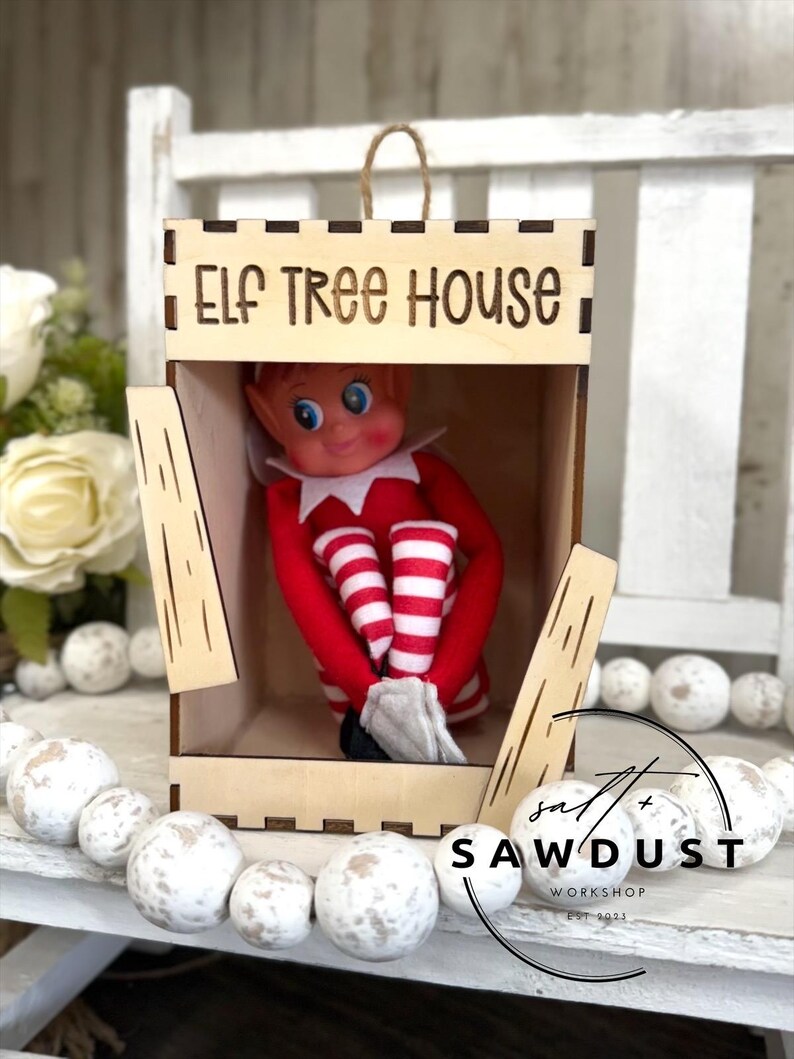 Elf Tree House, Personalized Elf Tree House, Elf Prop, Christmas Elf - Etsy