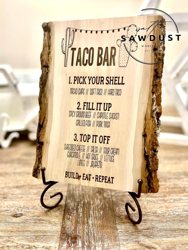Taco Bar Menu Taco Bar Decor Taco Bar Sign Rustic Taco Bar Menu - Etsy
