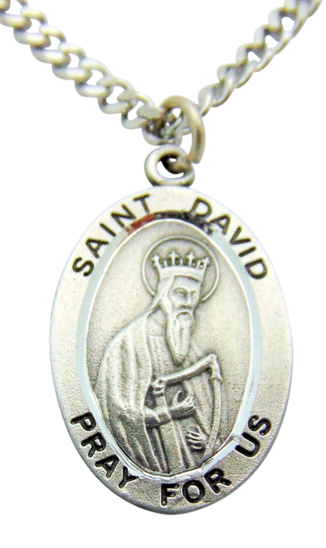 St David Pewter Medal 1" Saint Pendant W/ 24" Stainless Steel Chain - Etsy