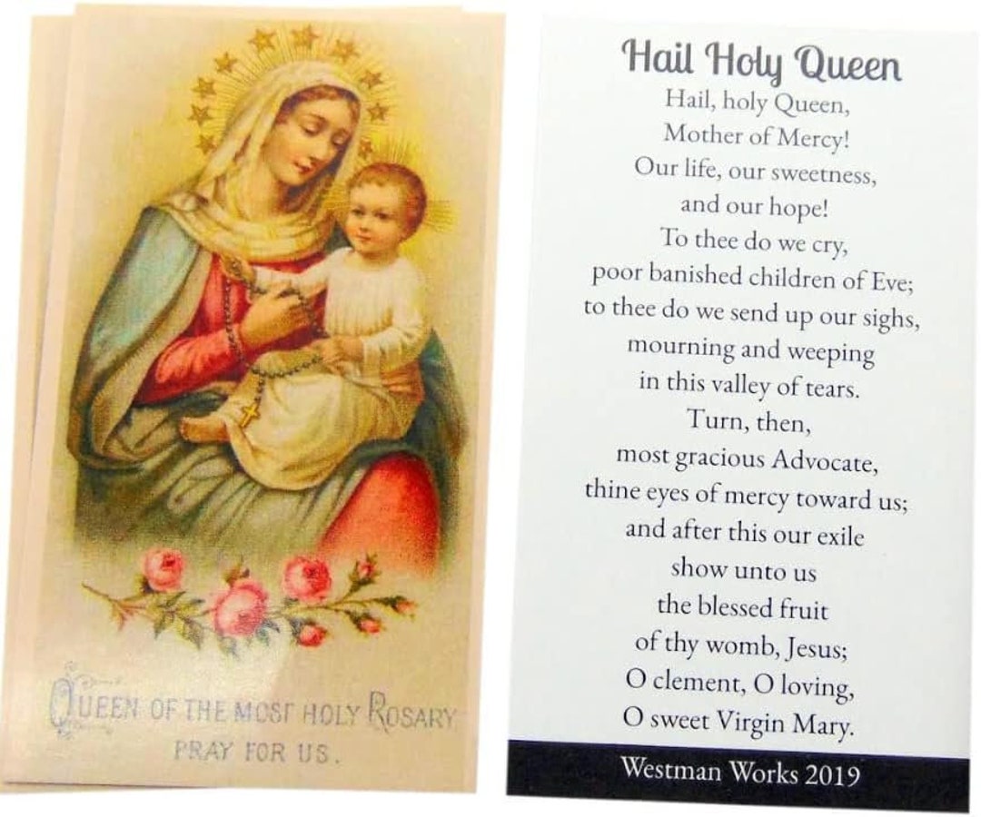 Mary Queen of the Rosary Holy Card Bulk Pack Prayer to Our Lady, Set of ...