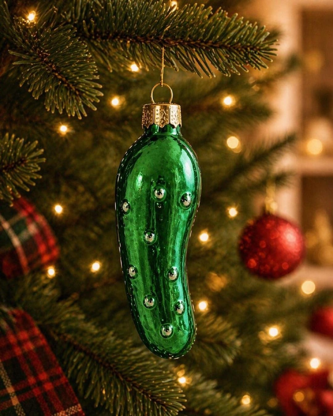 German Christmas Pickle Ornament, Blown Glass Pickle Tree Ornament ...