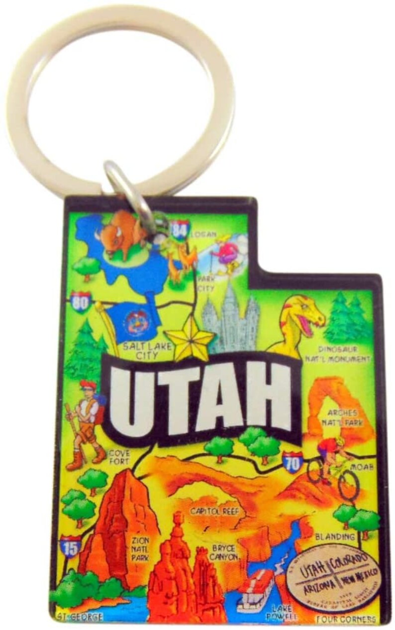 State of Utah Key Chain Acrylic Souvenir Keychain Retro Style - Etsy