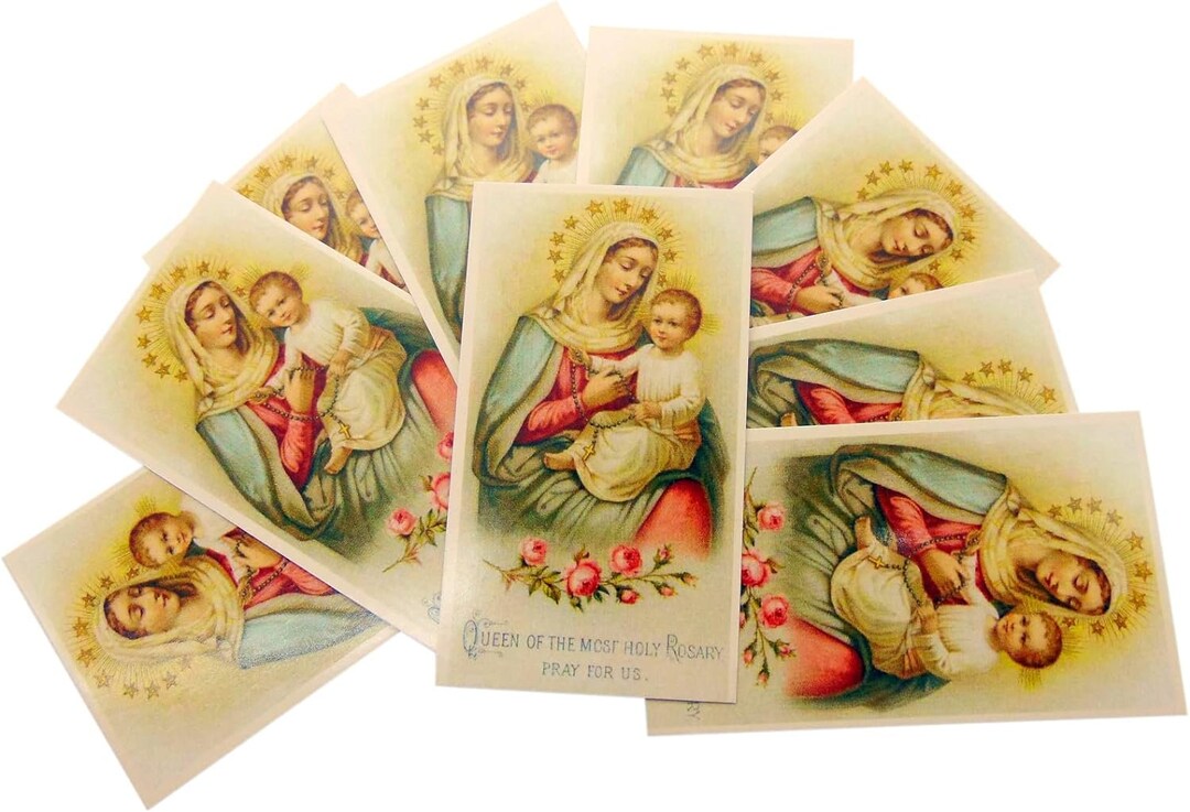 Mary Queen of the Rosary Holy Card Bulk Pack Prayer to Our Lady, Set of ...