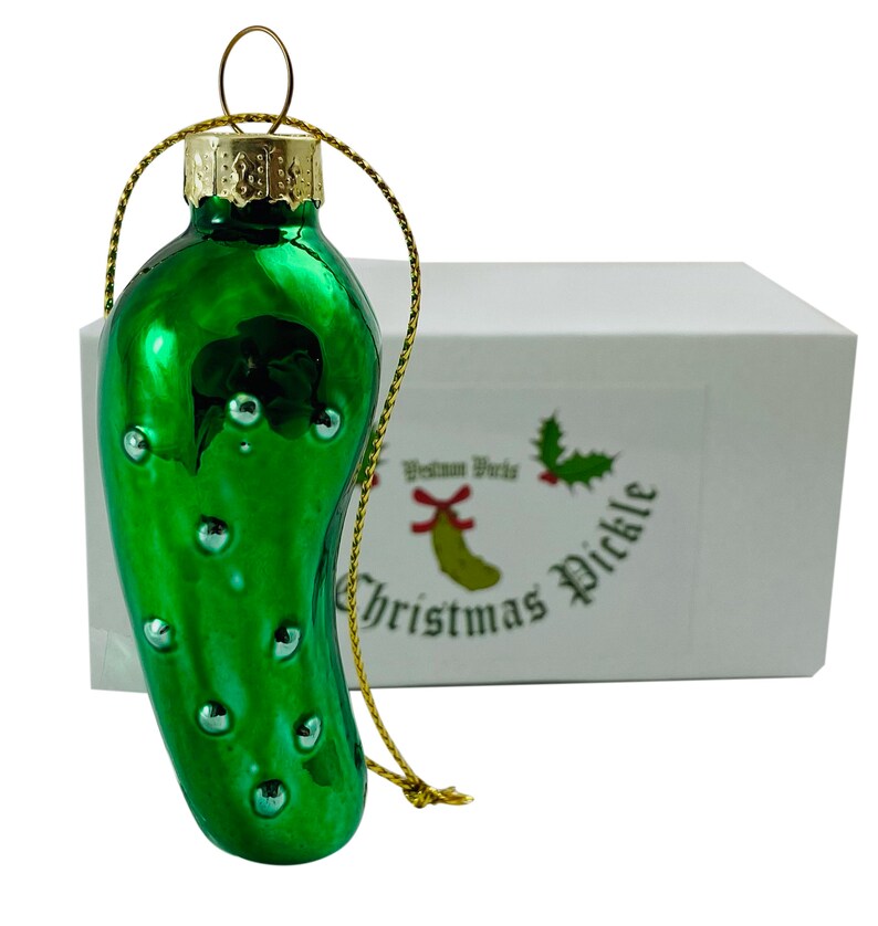 German Christmas Pickle Ornament, Blown Glass Pickle Tree Ornament ...