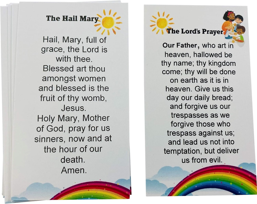 The Hail Mary and Our Father Lords Prayer Childrens Holy Cards Bulk ...