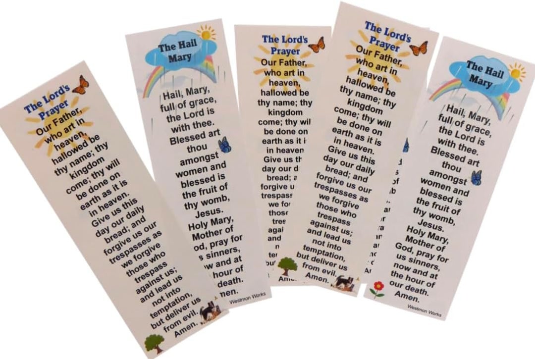 Our Father Hail Mary Bookmark Bulk Pack With Holy Card of Our Lady and ...