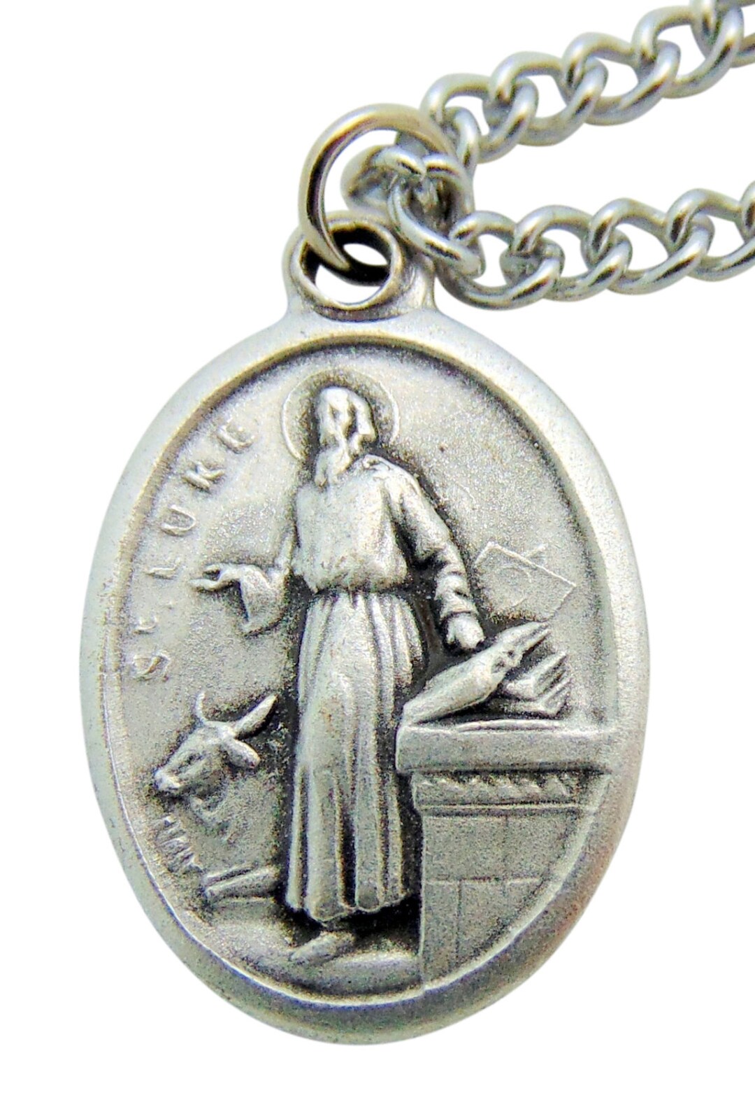 St Luke Medal 3/4" Pendant W/ 24" Endless Chain - Etsy