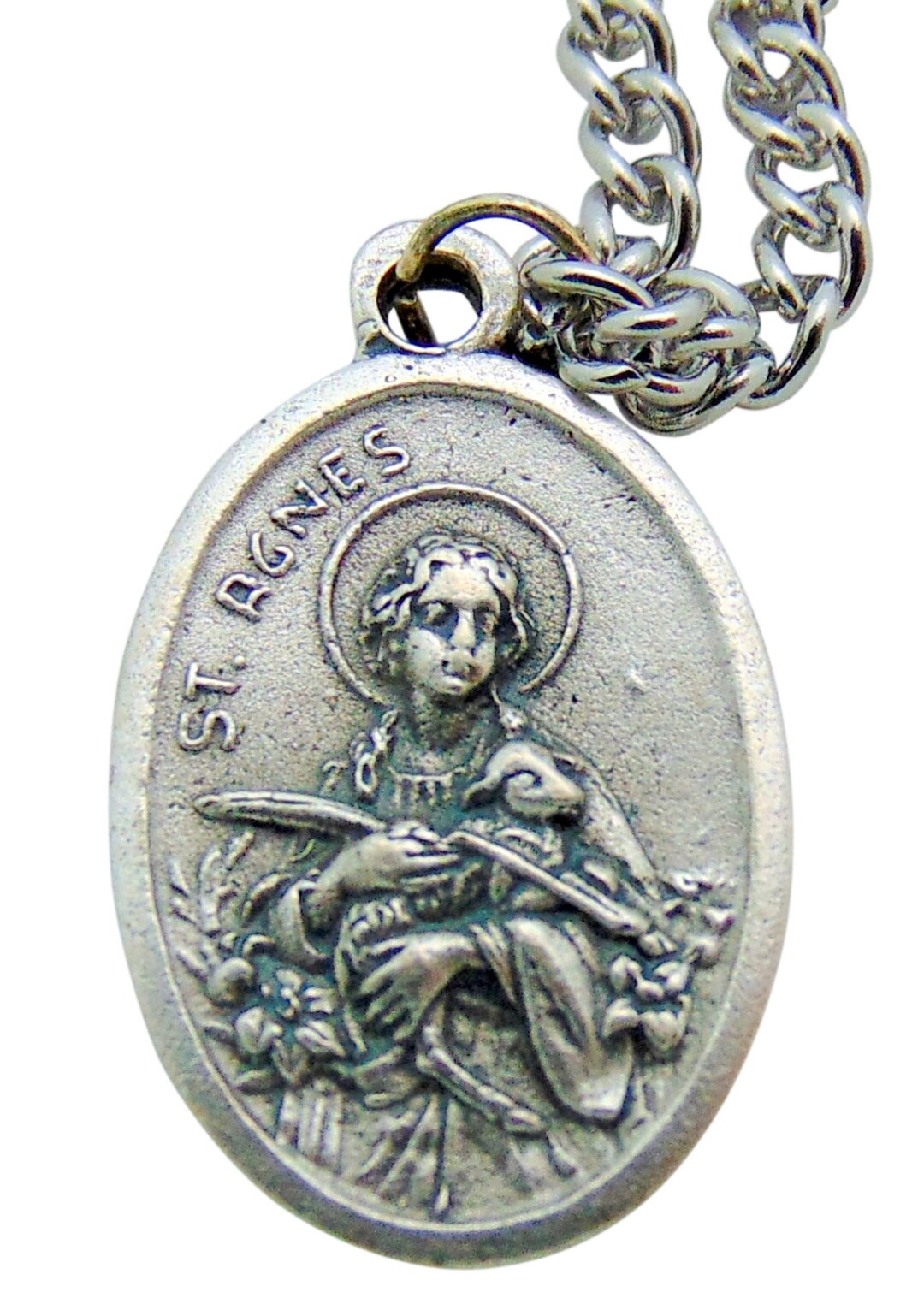 St Agnes Medal 3/4" Pendant W/ 24" Chain - Etsy