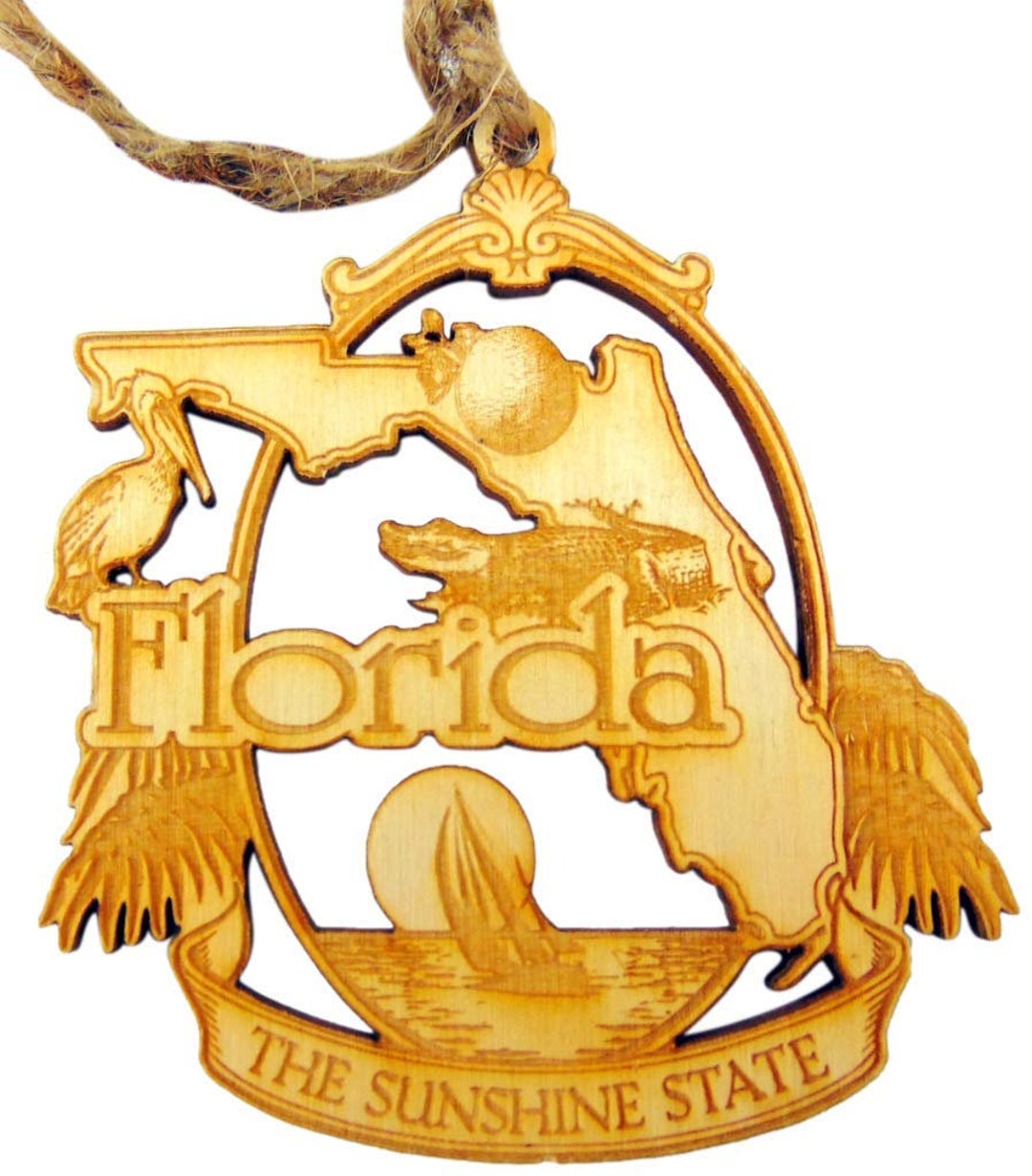 Florida Ornament Handmade Wooden Christmas Tree State Decor - Etsy España