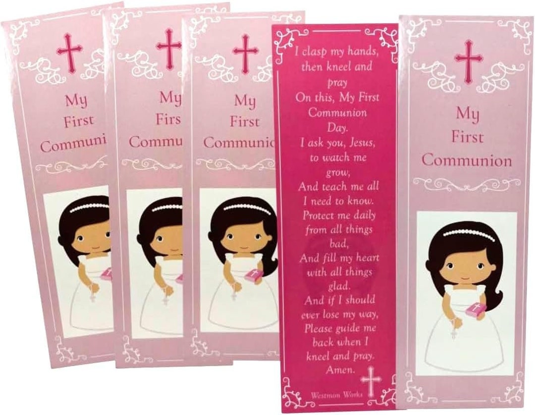 First Communion Bookmark Bulk Set for Girls With Holy Card Prayer and ...