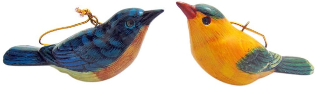 Finch Bird Ornaments Realistic Christmas Tree Decoration Polyresin, Set ...
