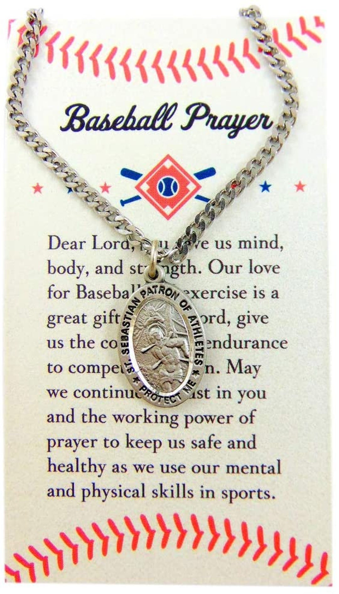 St Sebastian Pewter Medal Saint Gift Set With Baseball Prayer Card ...