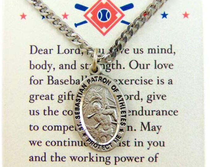 St Sebastian Pewter Medal Saint Gift Set With Baseball Prayer Card ...
