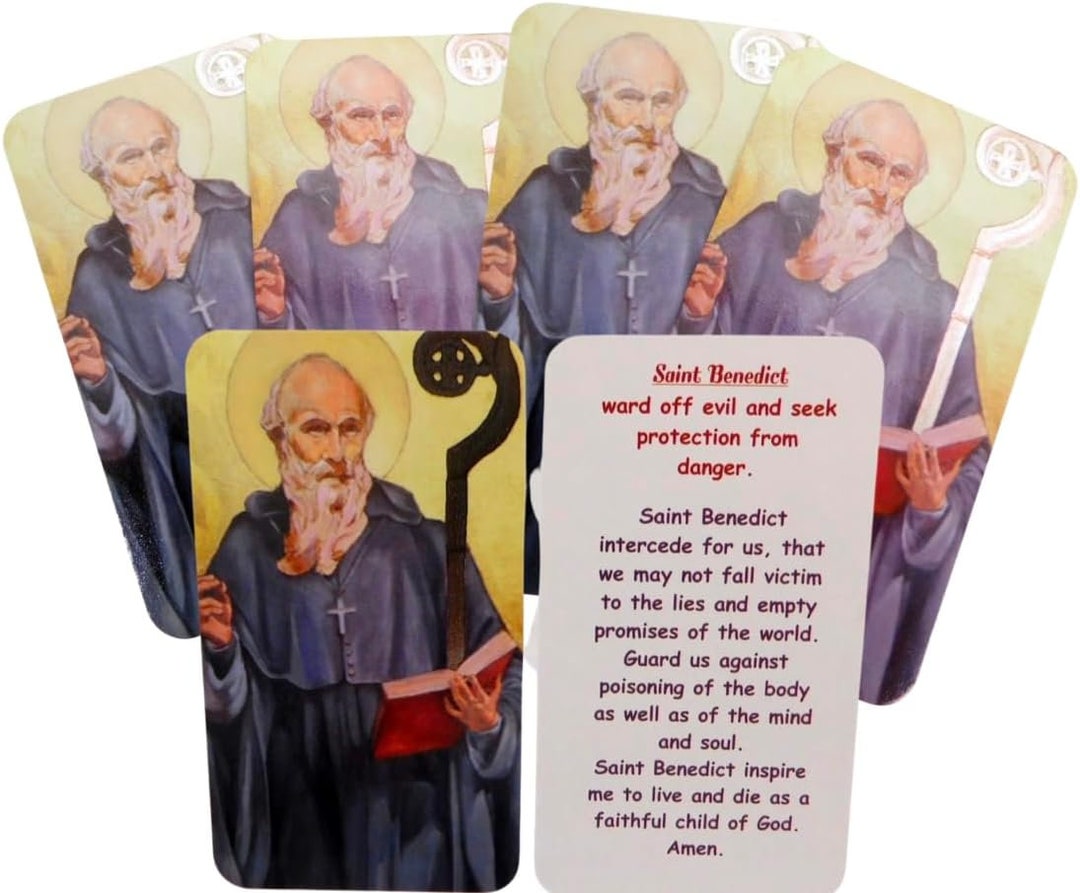 St Benedict Holy Card Bulk Pack With Patron Saint Protection From Evil ...