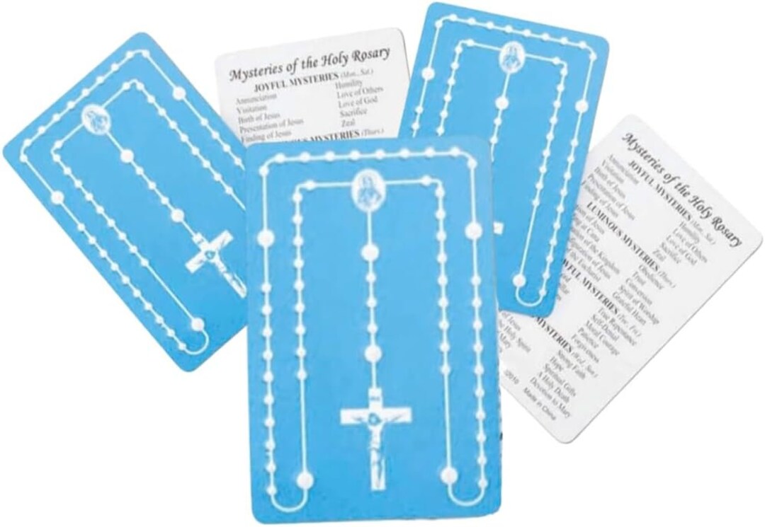 Mysteries of the Rosary Holy Card Bulk Prayer Pack Laminated Embossed ...