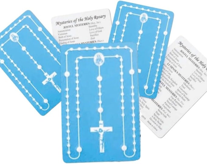 Mysteries of the Rosary Holy Card Bulk Prayer Pack Laminated Embossed ...