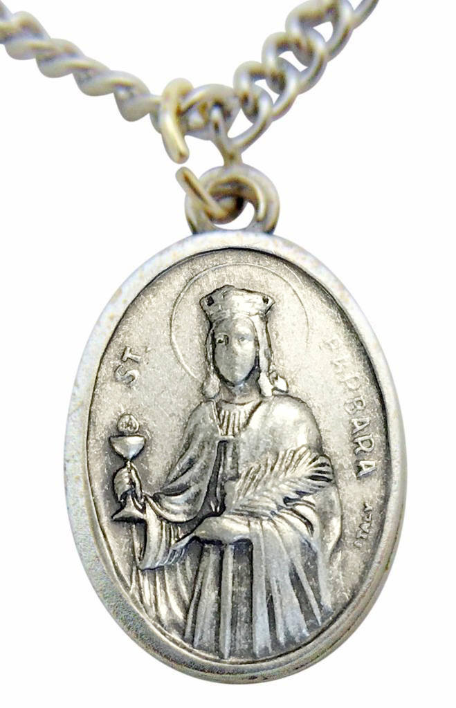 St Barbara Medal 3/4" Metal Saint Pendant W/ Stainless Steel Endless ...