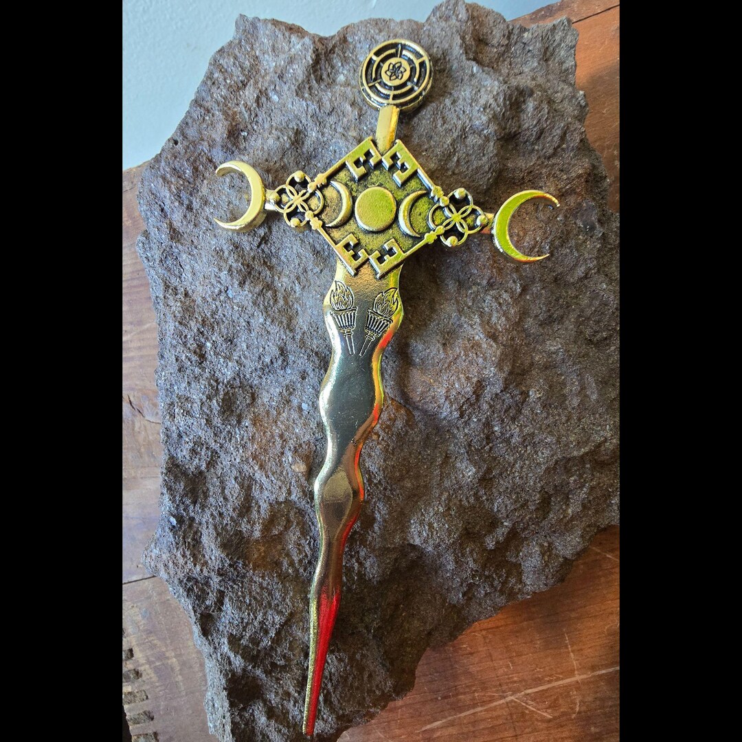 Gold Hekate Dagger Hair Stick, Triple Moon Witchy Hair Accessory - Etsy UK