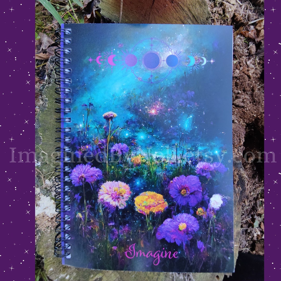 Fantasy Galaxy Spiral Notebook, Witch Journal, Floral Notebook, Moon ...