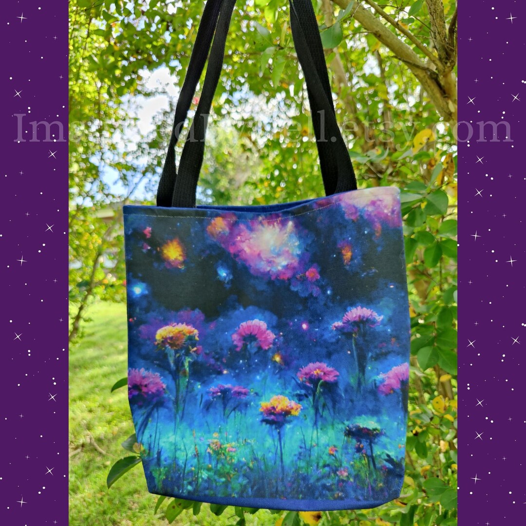 Fantasy Galaxy Tote, Witch Tote Bag, Moon Phase Bag, Witch Purse, Space ...
