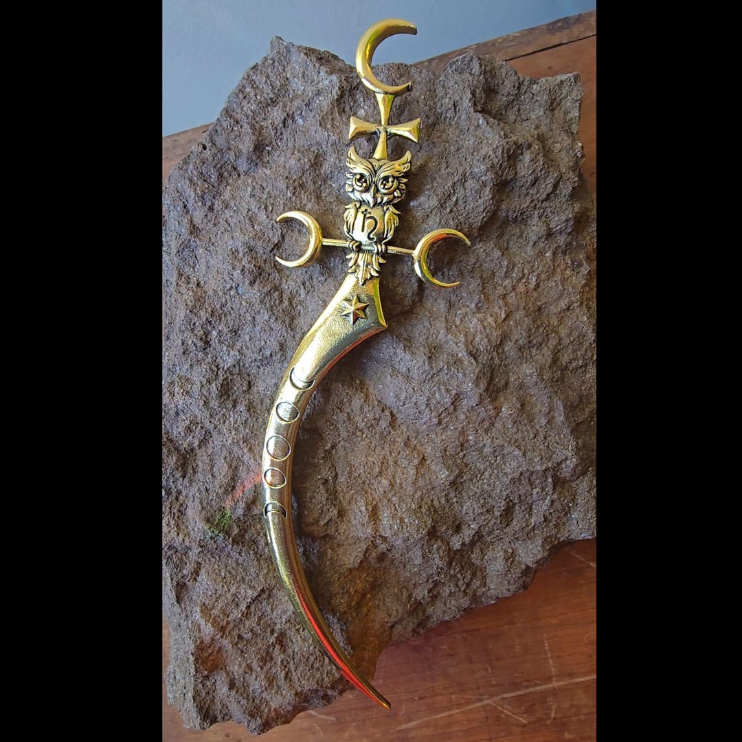 The Gold Lilith Hair Dagger, Witch Hair Stick, Witch Hair Sword, With ...