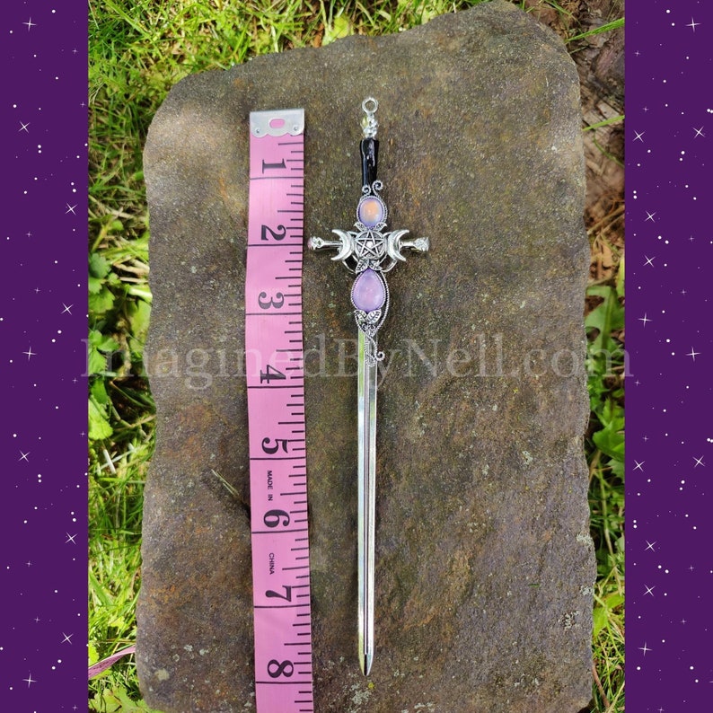 Purple Triple Moon Hair Dagger Witch Sword Hair Stick Hecate - Etsy