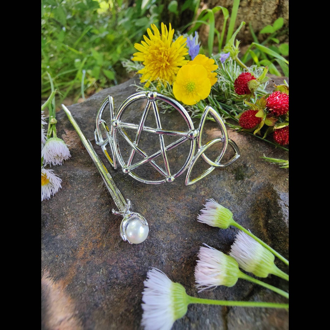 Triple Moon Hair Cage, Moon Hair Stick, Witch Brooch, Witch Jewelry ...