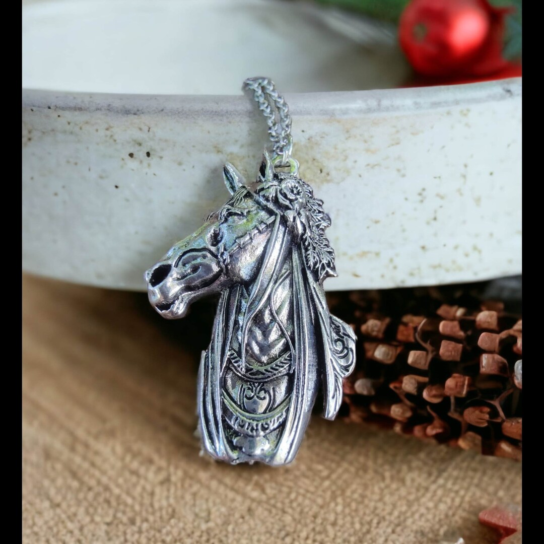Mari Lwyd Pendant, Mari Lywd Gift, Yule Jewelry, Stocking Stuffer ...