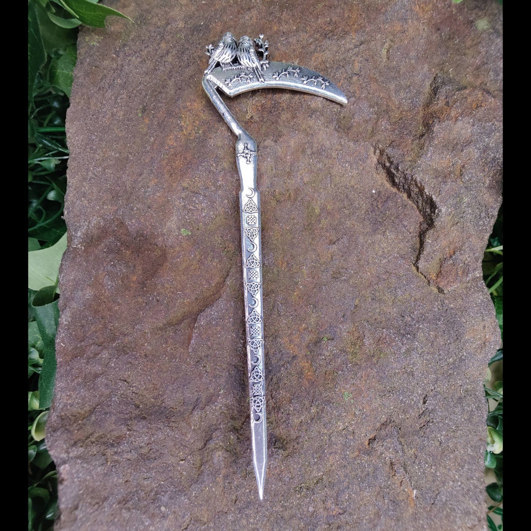 The Brigid, Scythe Hair Stick, Witch Athame, Witch Hair Stick, Sword ...