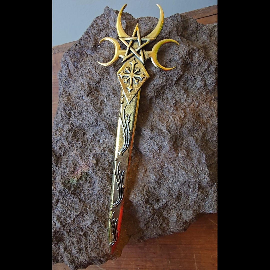 Gold Goddess Nyx Hair Sword, Witch Athame, Witch Hair Stick, Sword Hair ...