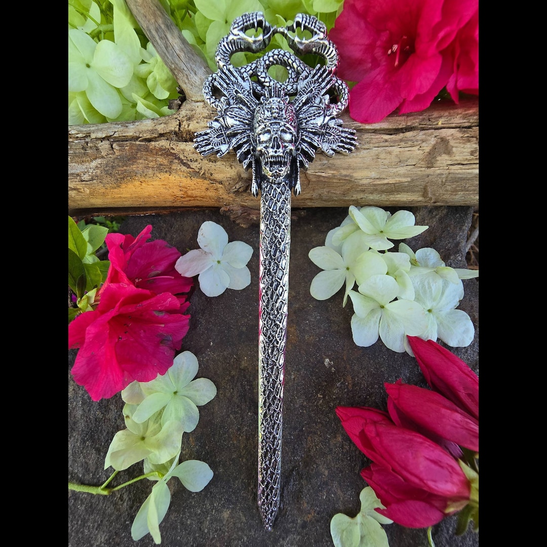 Coatlicue Hair Dagger, Witch Athame, Witch Hair Stick, Sword Hair Stick ...