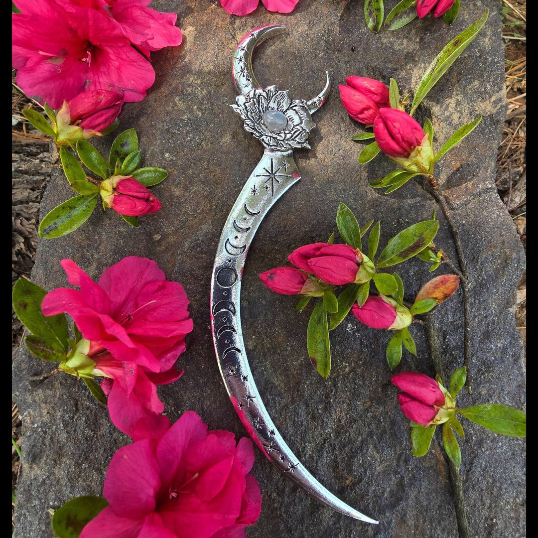 Goddess Selene Hair Dagger, Witch Athame, Witch Hair Stick, Sword Hair ...