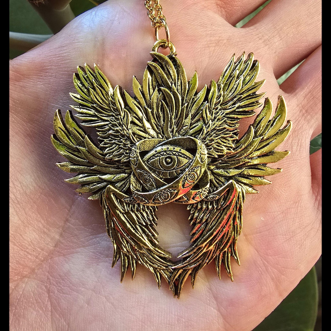Gold Seraph Pendant, Biblically Accurate Angel Necklace, Seraphim Art ...