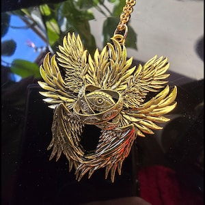Gold Seraph Pendant, Biblically Accurate Angel Necklace, Seraphim Art ...