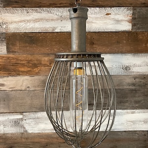 Industrial Bakery Whisk Single Pendant Light With Vintage Edison Light ...
