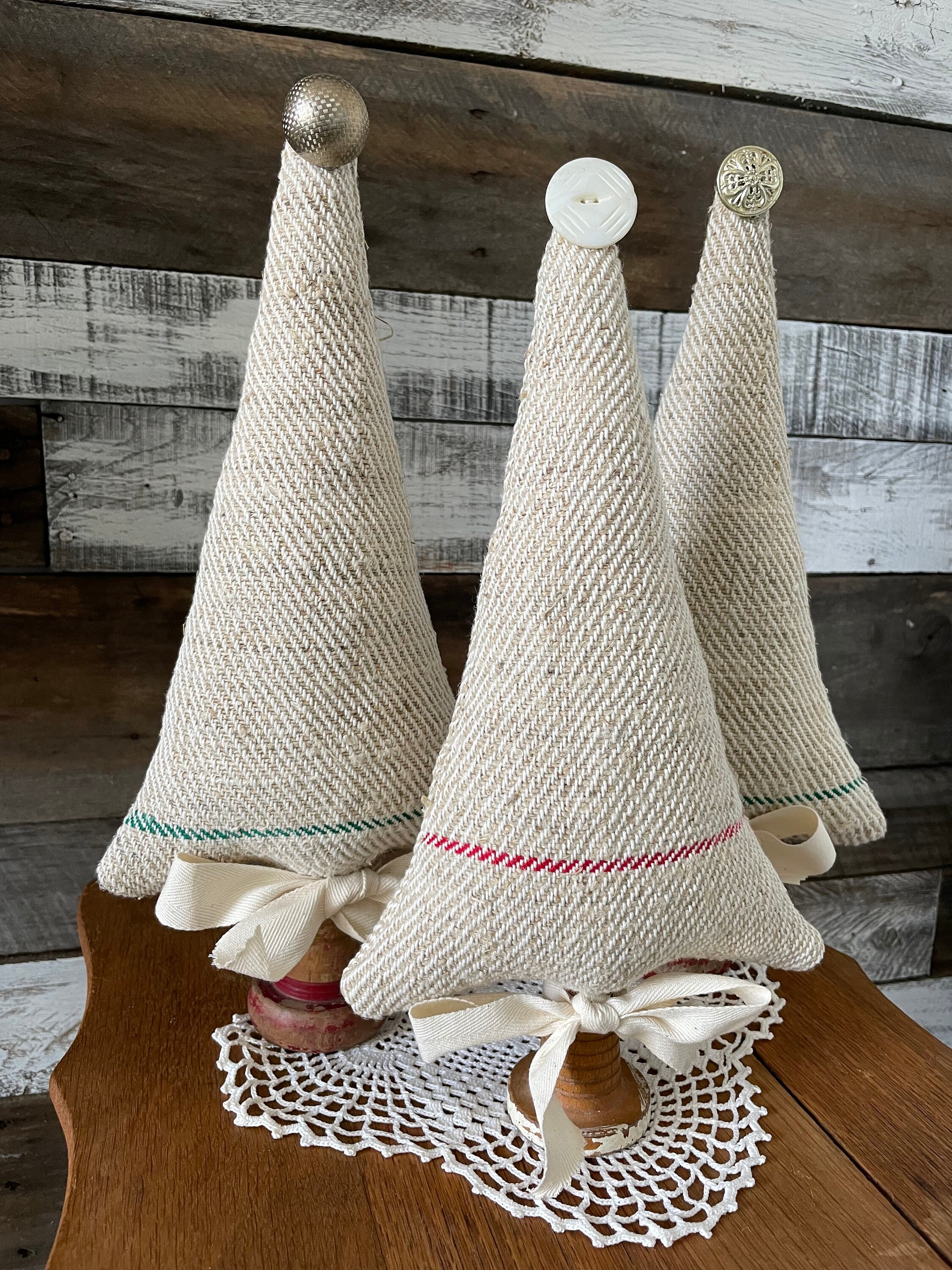 Antique Grain Sack Bobbin Christmas Trees - Etsy