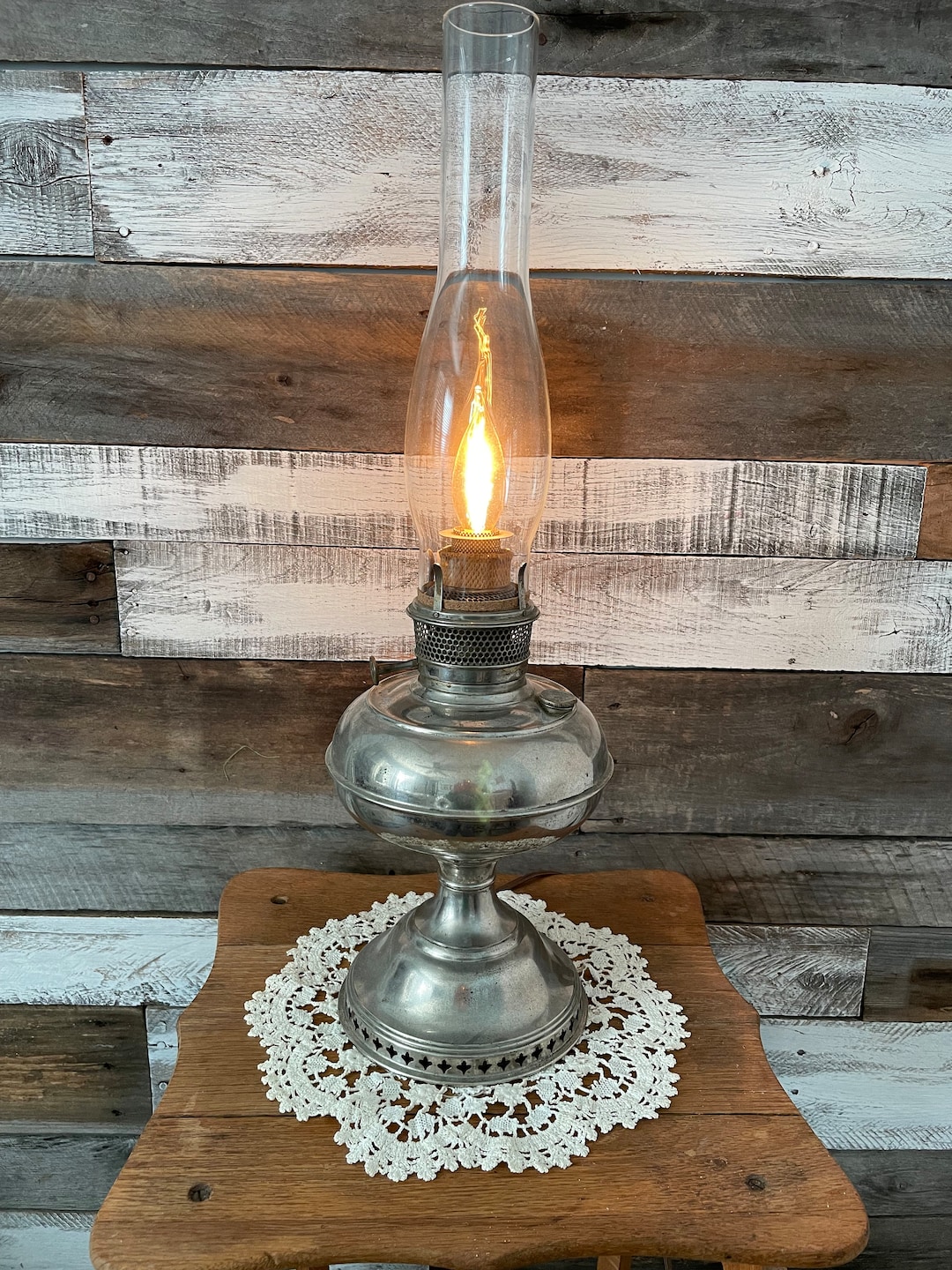 Vintage Hurricane Table Lamp - Etsy