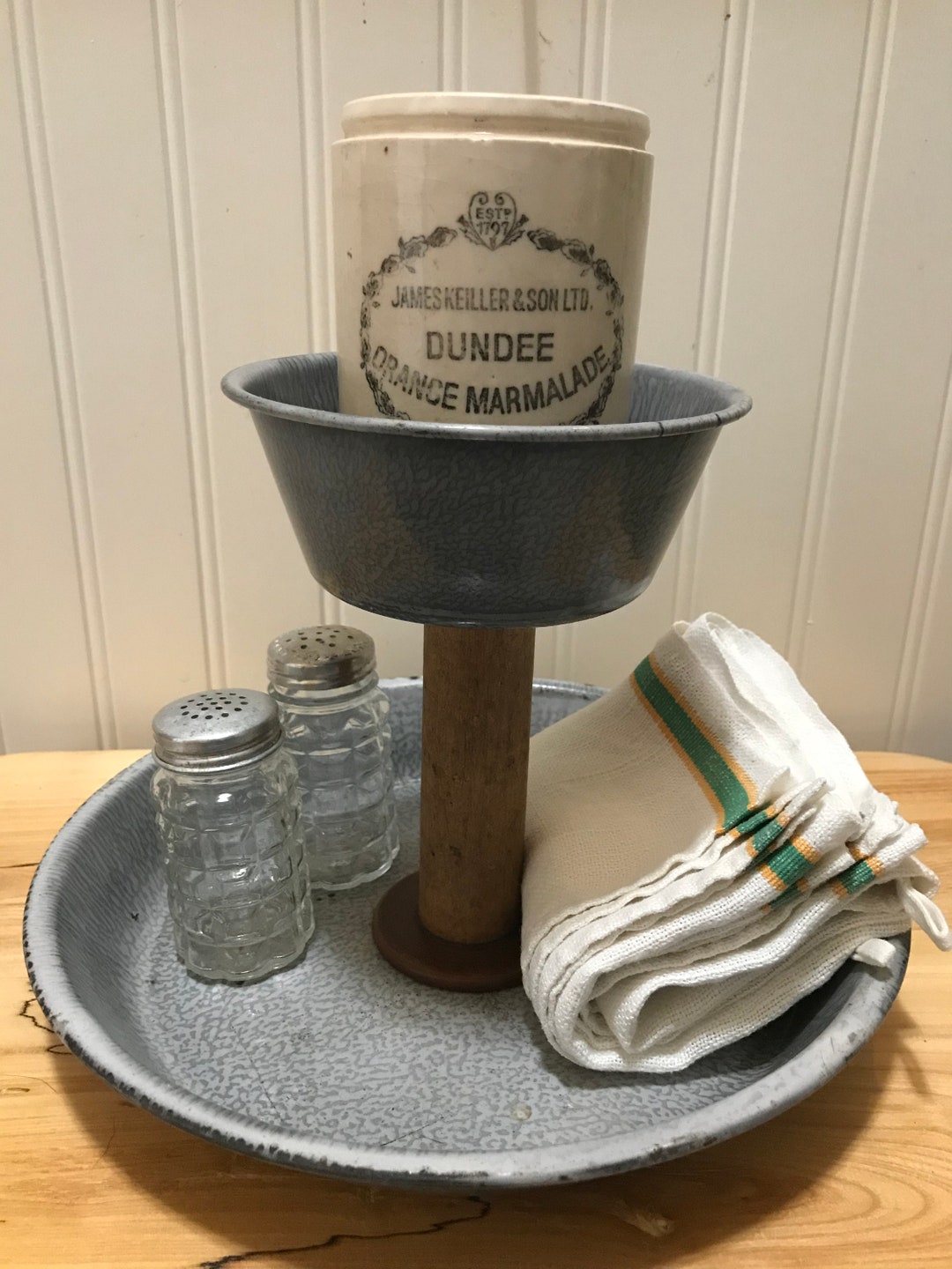 Vintage Graniteware Tiered Stand - Etsy