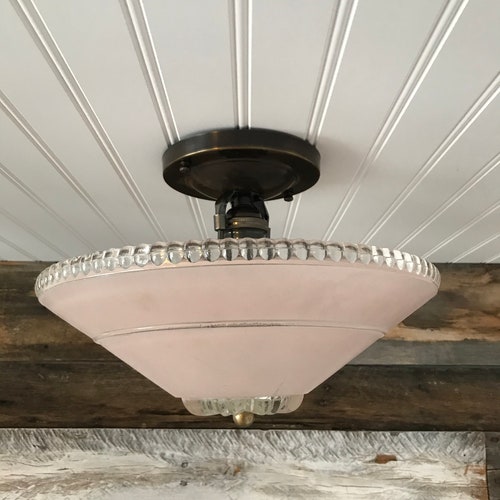 Authentic 1950s Ceiling Light Cover in Heavy Cut Glass and | Etsy