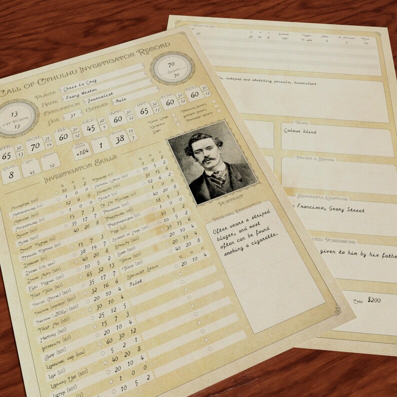 Editable call of cthulhu character sheet 6th - kosherkera Editable call of cthulhu character sheet 6th - kosherkera