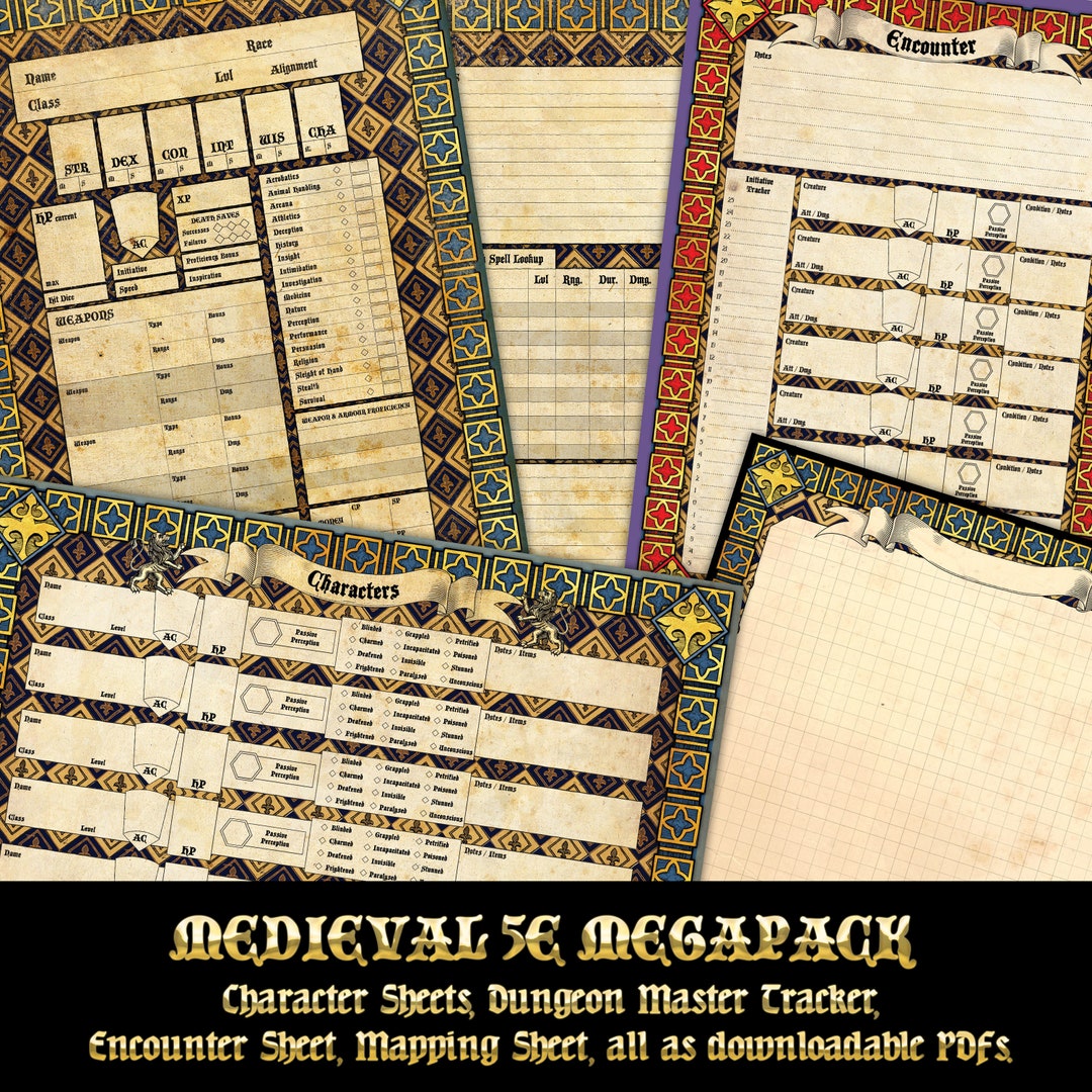 Dungeons & Dragon 5E 'medieval' Character, Encounter, Dungeon Master ...
