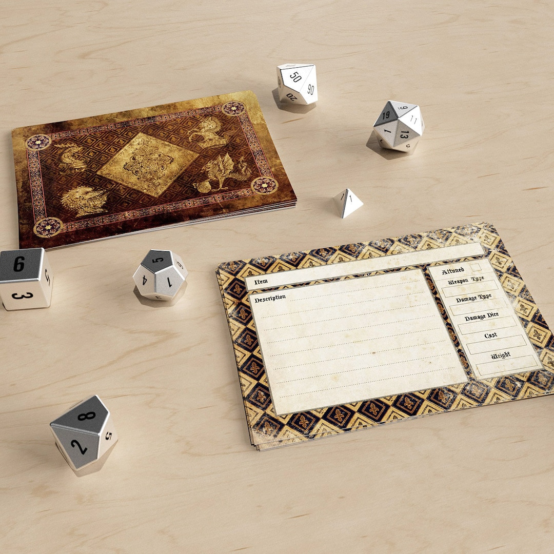 D&D Medieval Inventory Item Cards / Item Cards / Dnd Item Cards pack of ...