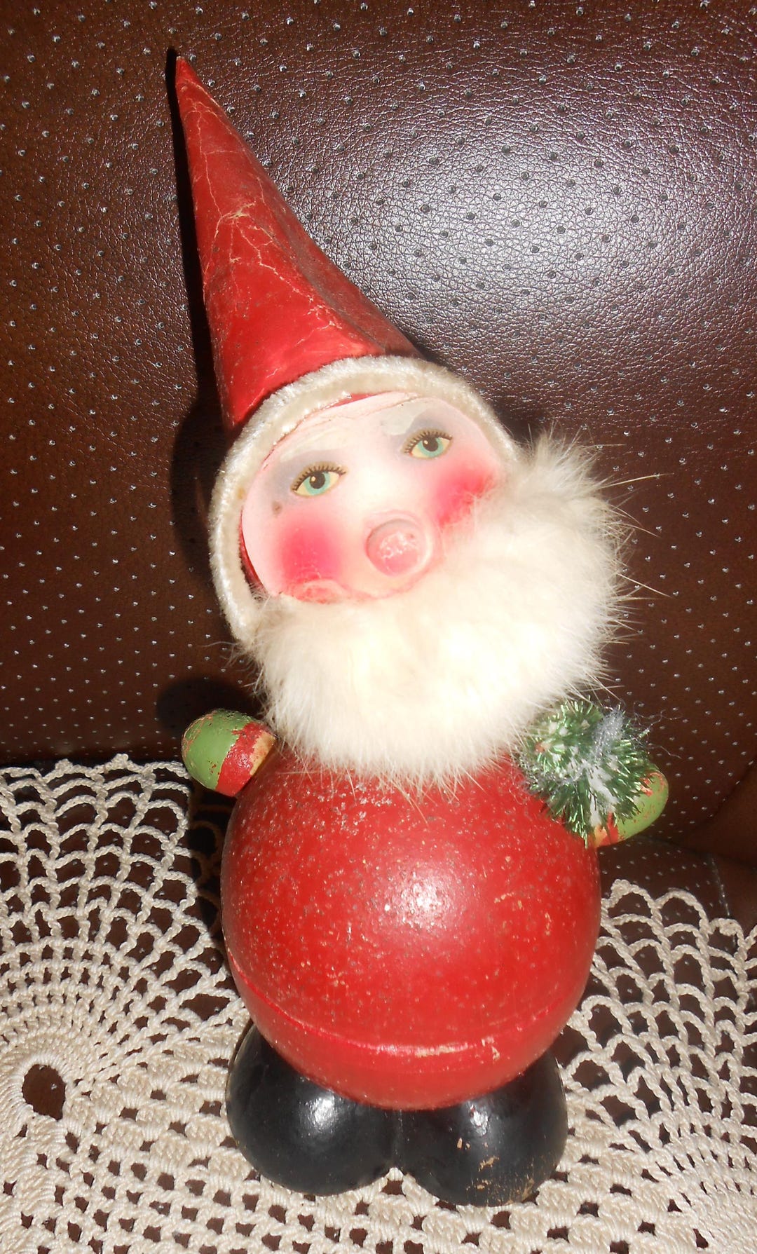 Vintage Christmas Paper Mache' Santa Bobblehead Candy Container - Etsy
