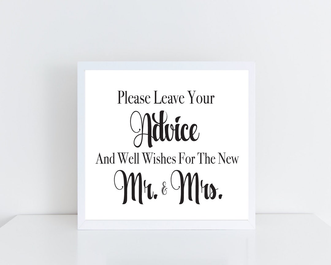 Advice Sign INSTANT DOWNLOAD, Please Leave Your Advice Wedding Sign ...