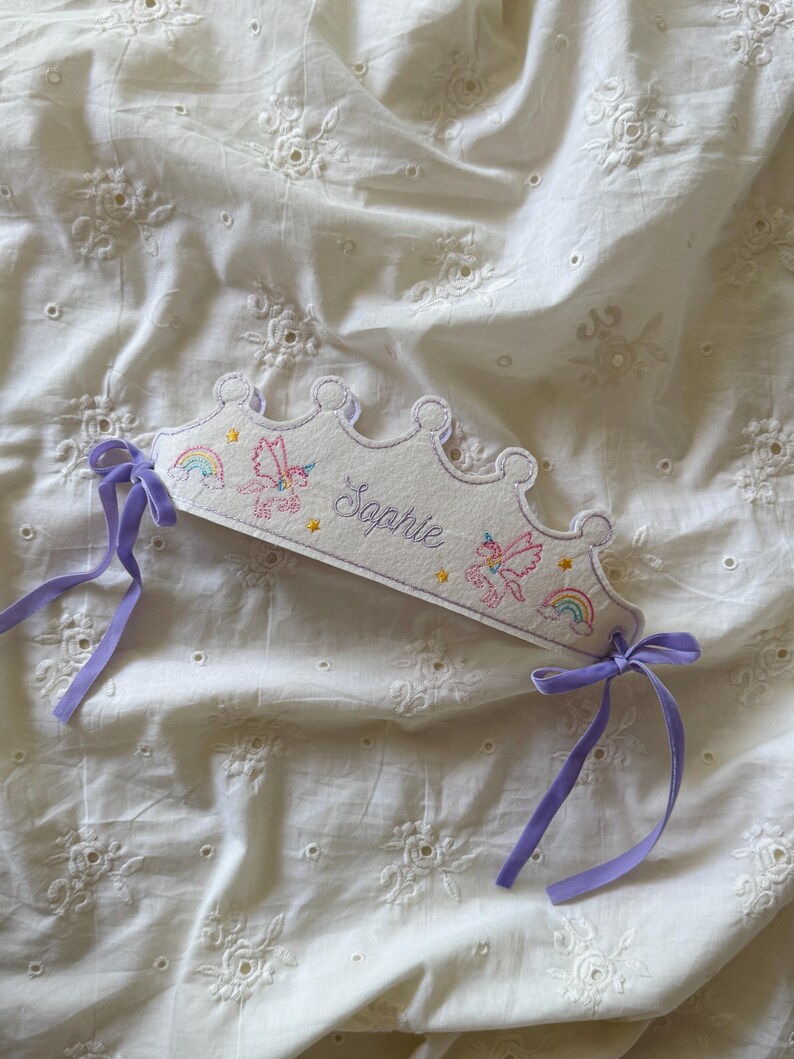 Personalized Birthday Crown With Name, Embroidered Felt Headpiece ...