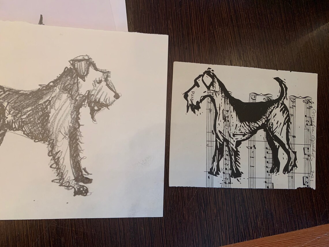 Airedale Terrier Hund Linoldruck - Etsy.de
