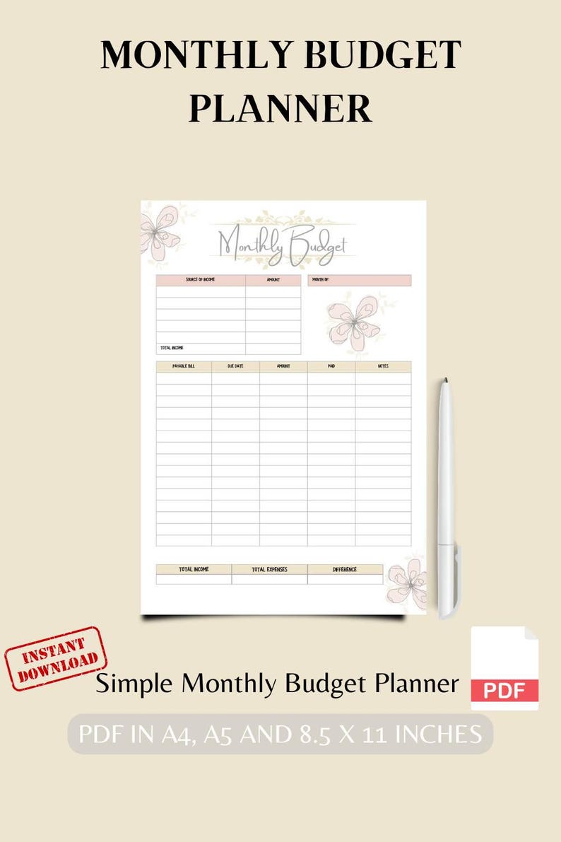 Digital Monthly Planner Printable Organise Your Life, Goal Setting ...